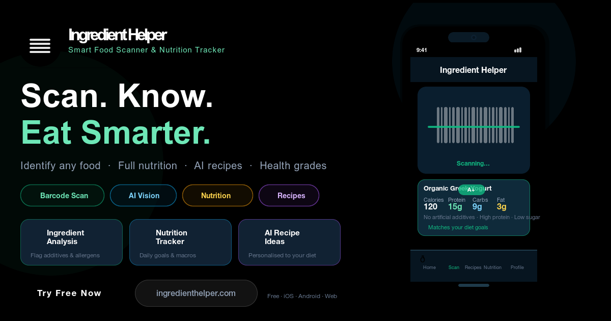 Ingredient Helper — AI Food Scanner, Nutrition Tracker & Recipe Finder